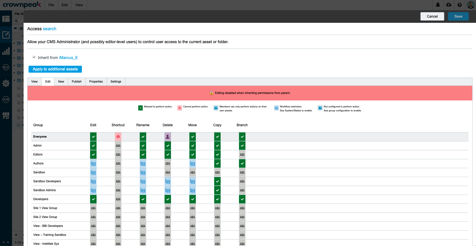 Setting Content Access Control Properties – Crownpeak Support Portal
